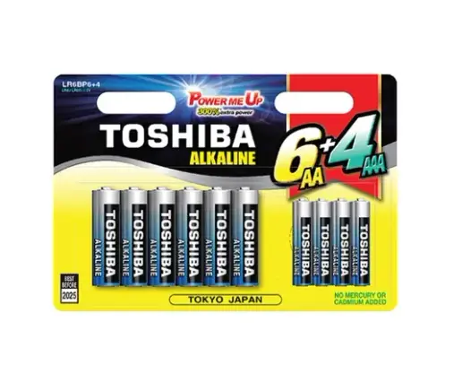 סוללות אלקליין TOSHIBA 6AA + 4AAA | שזר